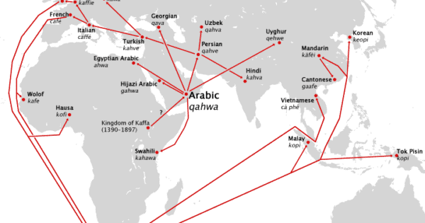 Spread of the Words For Tea & Coffee Around the World - MoverDB.com
